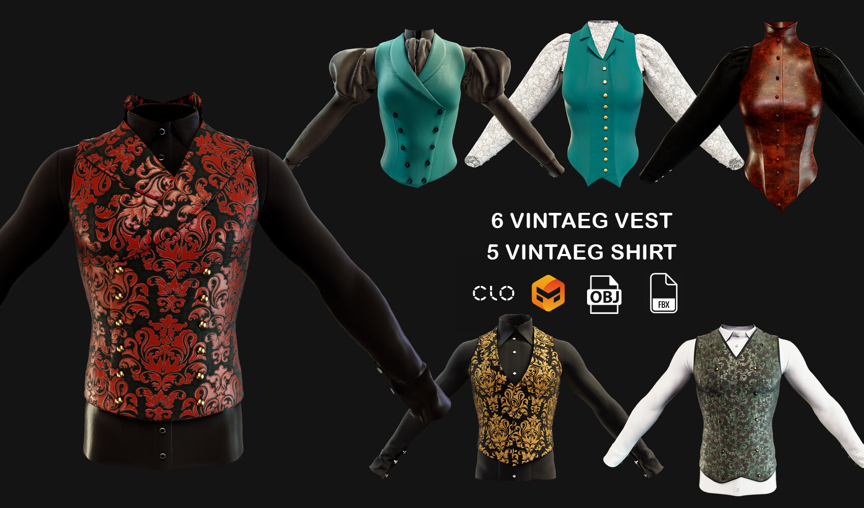 ArtStation - Vintage shirt and vest | Game Assets