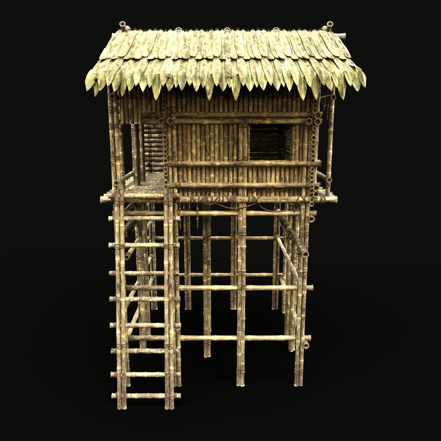 ArtStation - BAMBOO HOUSE JUNGLE WATCHTOWER HUT SURVIVAL CASTAWAY CABIN ...