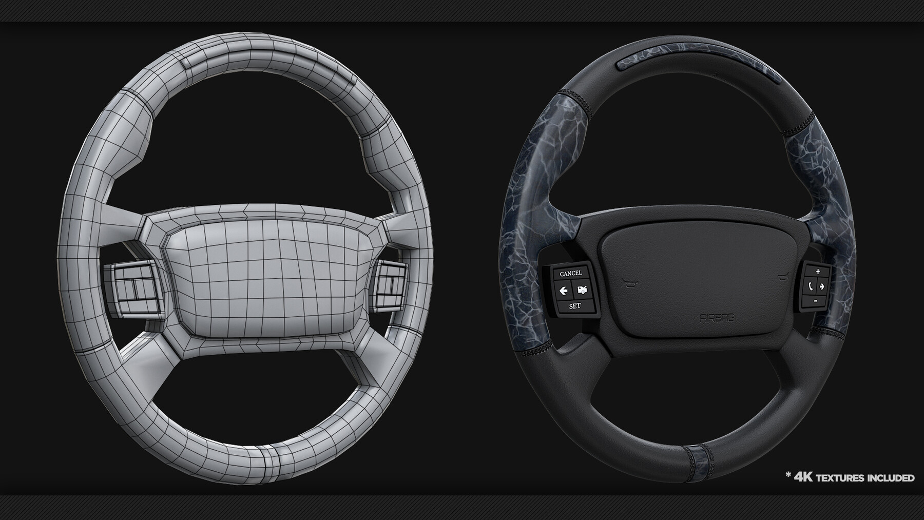 ArtStation - 20 Steering Wheels - Base Mesh | Game Assets