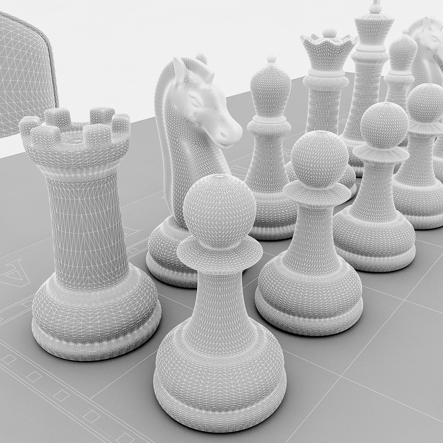 ArtStation - chess set and table chair model | Game Assets
