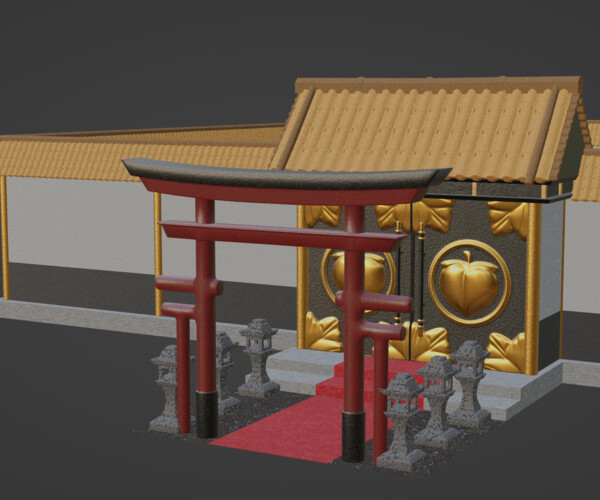 ArtStation - Chinese Temple Walls and Entrance | Game Assets