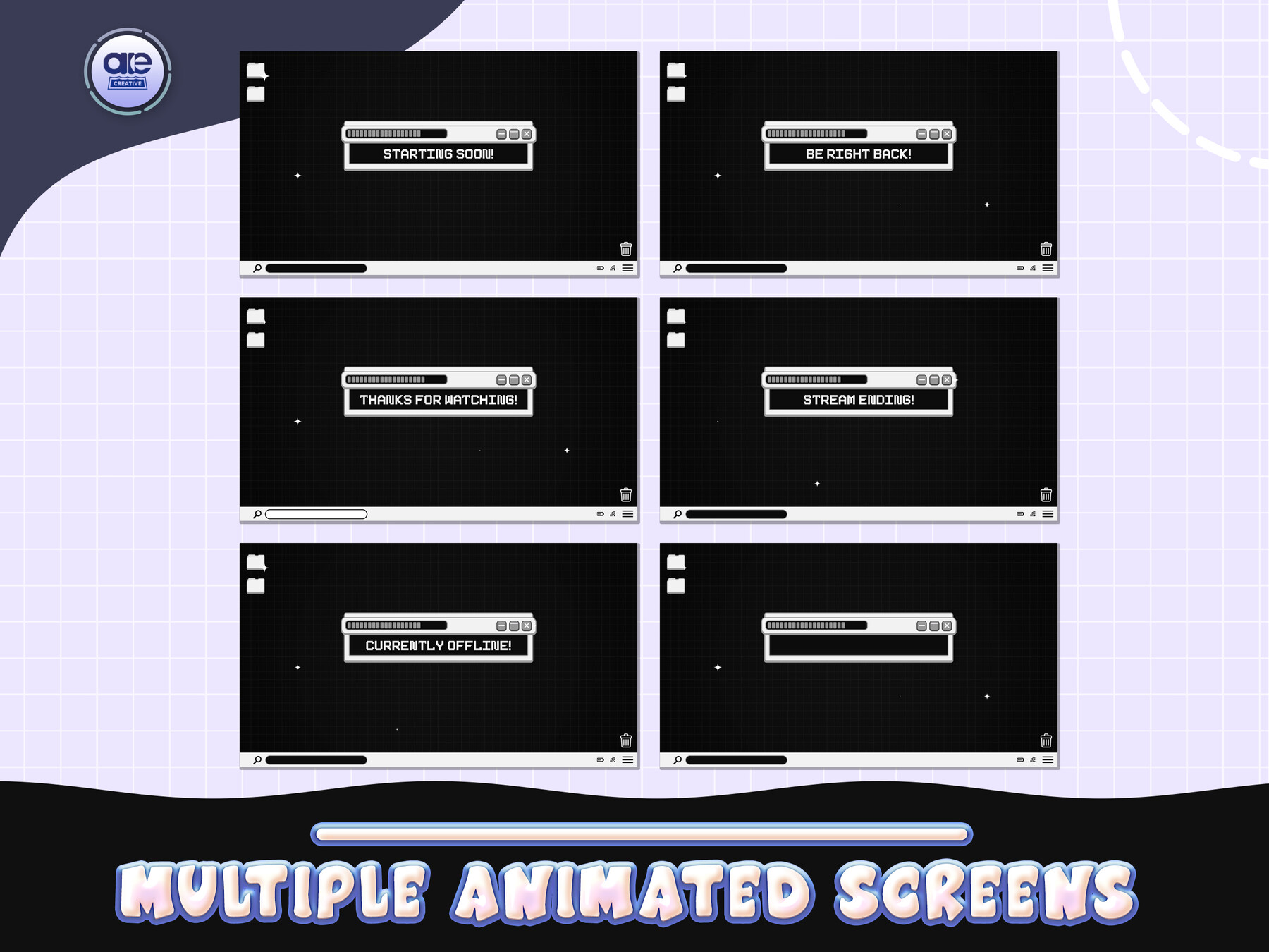 ArtStation - Animated Stream Package Overlay Black and White, Pixel ...