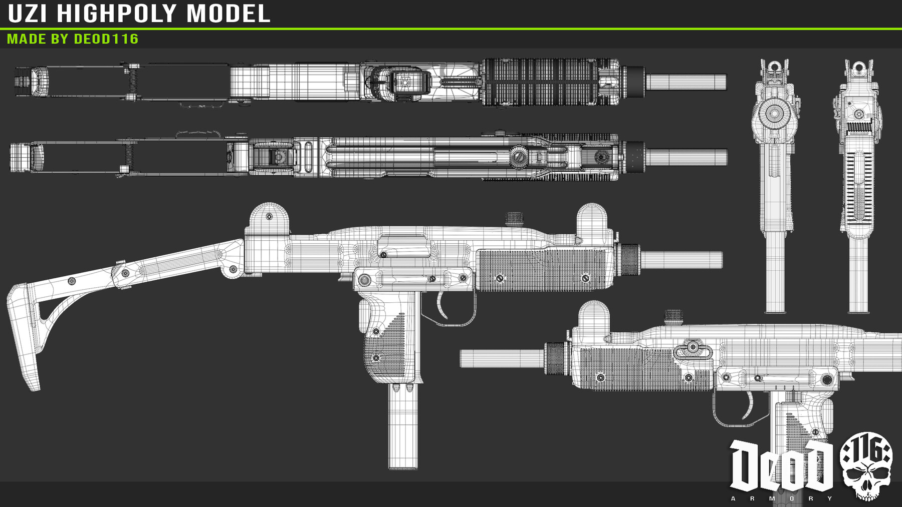 ArtStation - UZI Highpoly model | Game Assets