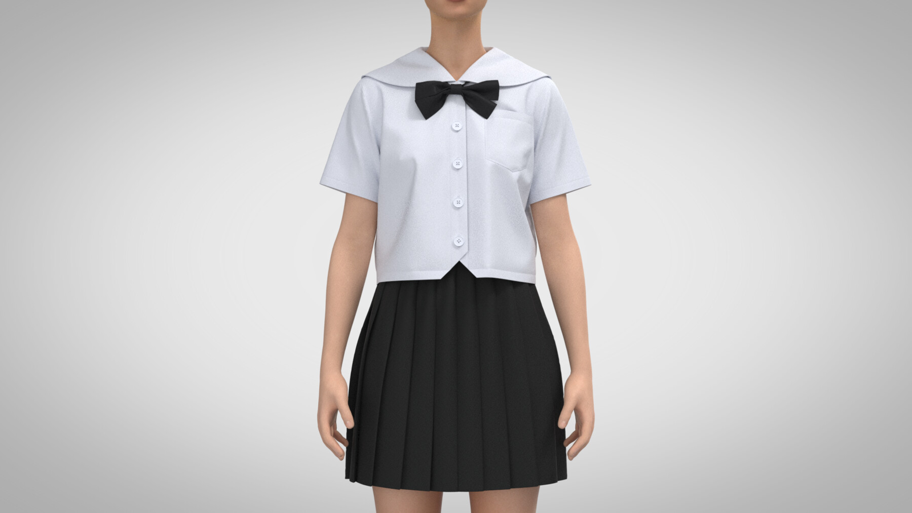 ArtStation - Sailor Collar School Uniform 2, Marvelous Designer, Clo3D ...