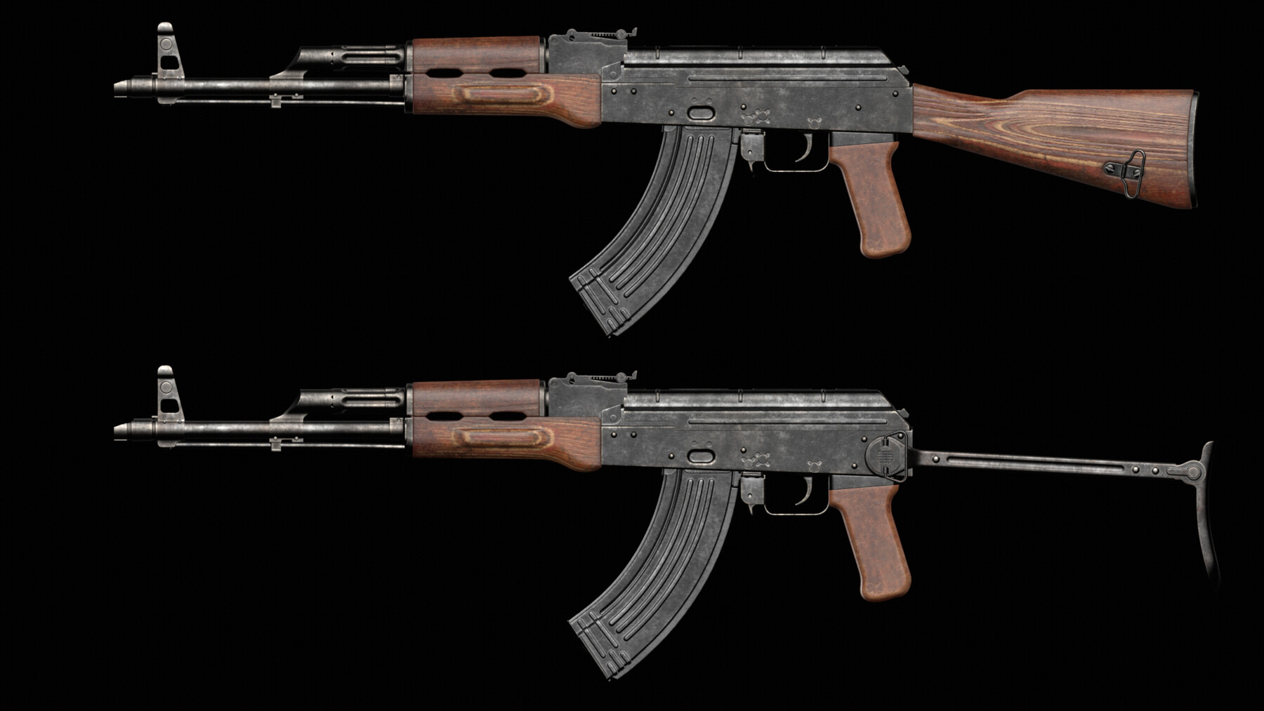 ArtStation - AKM AKMS Kalashnikov Assault Rifles (Game Ready) | Game Assets