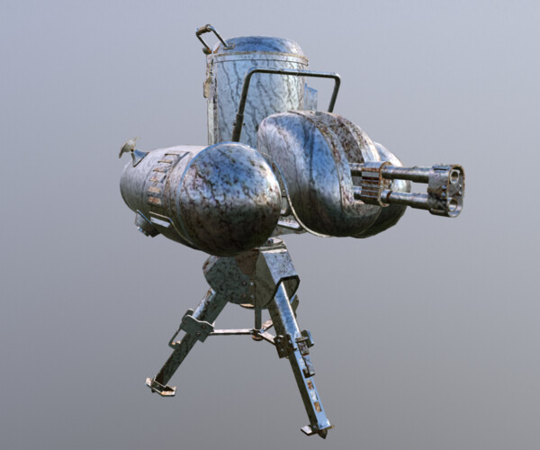ArtStation - TURRET SENTRY FALLOUT TYPE low-poly PBR | Game Assets