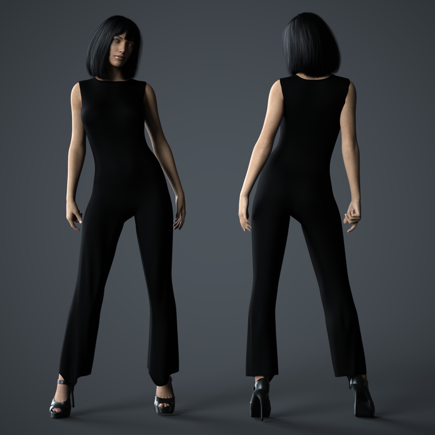 ArtStation - Crew Neck Pantsuit for Genesies 8 / 8.1 Females | Game Assets