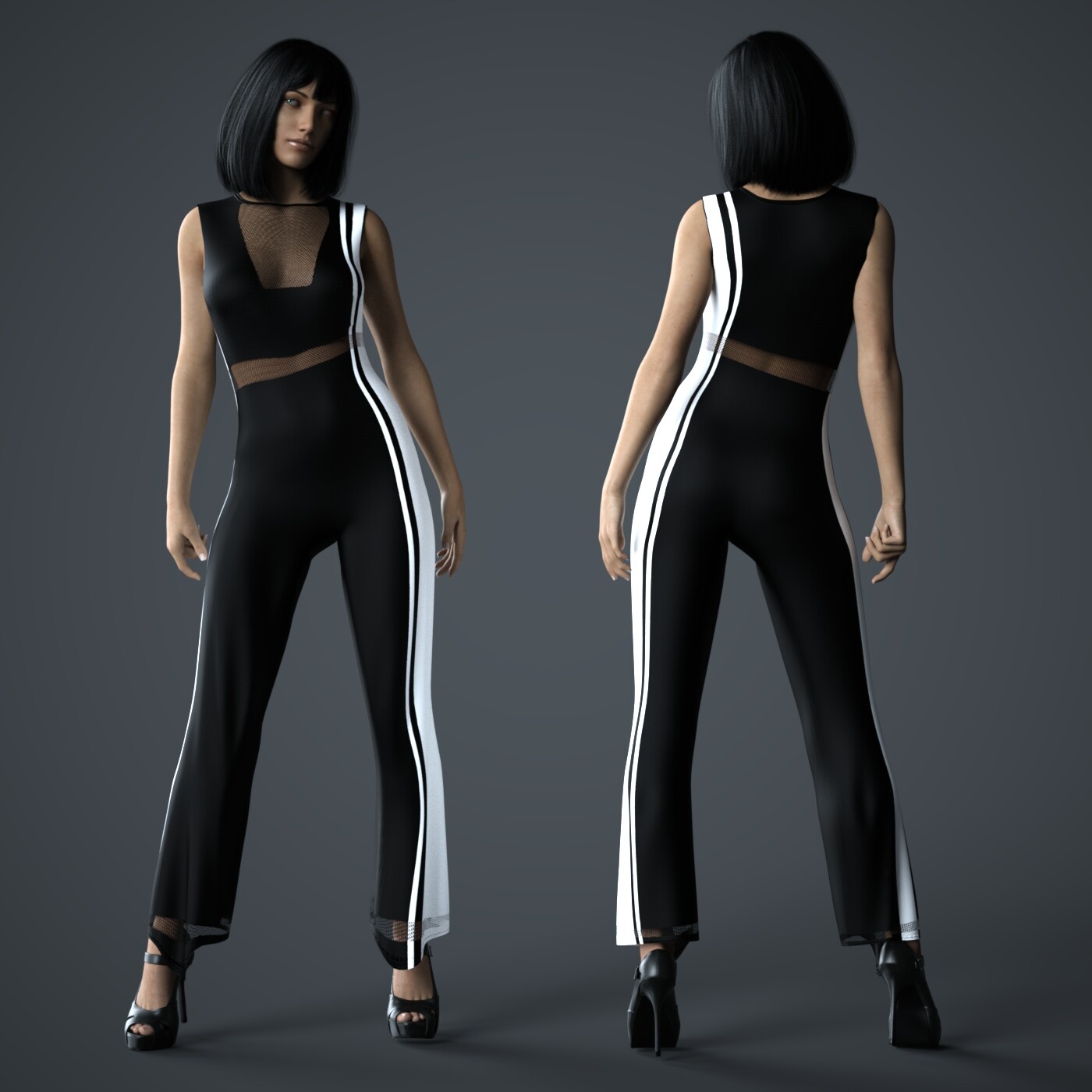 ArtStation - Crew Neck Pantsuit for Genesies 8 / 8.1 Females | Game Assets