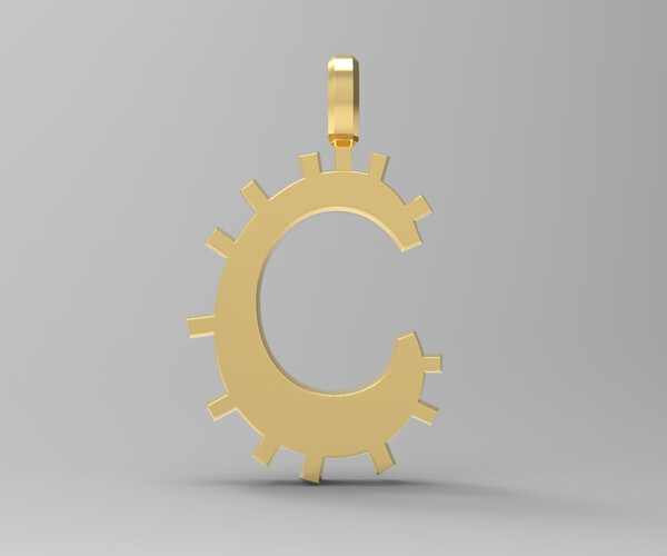 ArtStation - C Letter Pendant Gold | Resources