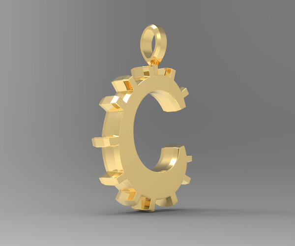 ArtStation - C Letter Pendant Gold | Resources