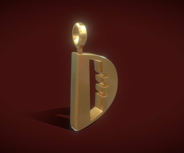 ArtStation - D Letter Pendant Gold | Resources