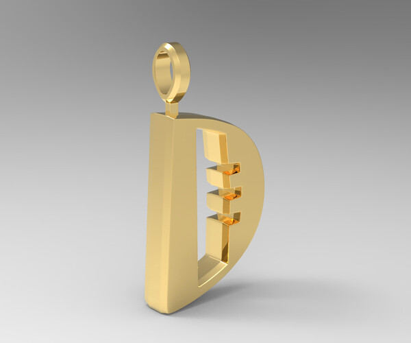 ArtStation - D Letter Pendant Gold | Resources