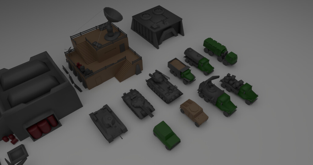 ArtStation - Millitary vehicles and buildings | Low Poly | ALL IN ONE ...