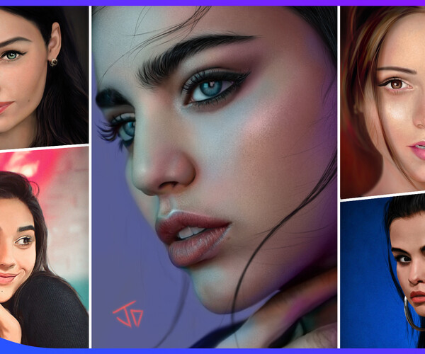 ArtStation - Bundle of 5 Tutorial Portrait PSDs | Tutorials