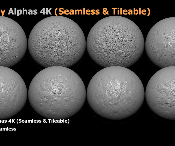 ArtStation - 100 Clay Alphas (Seamless & Tileable) VOL 08 | Brushes