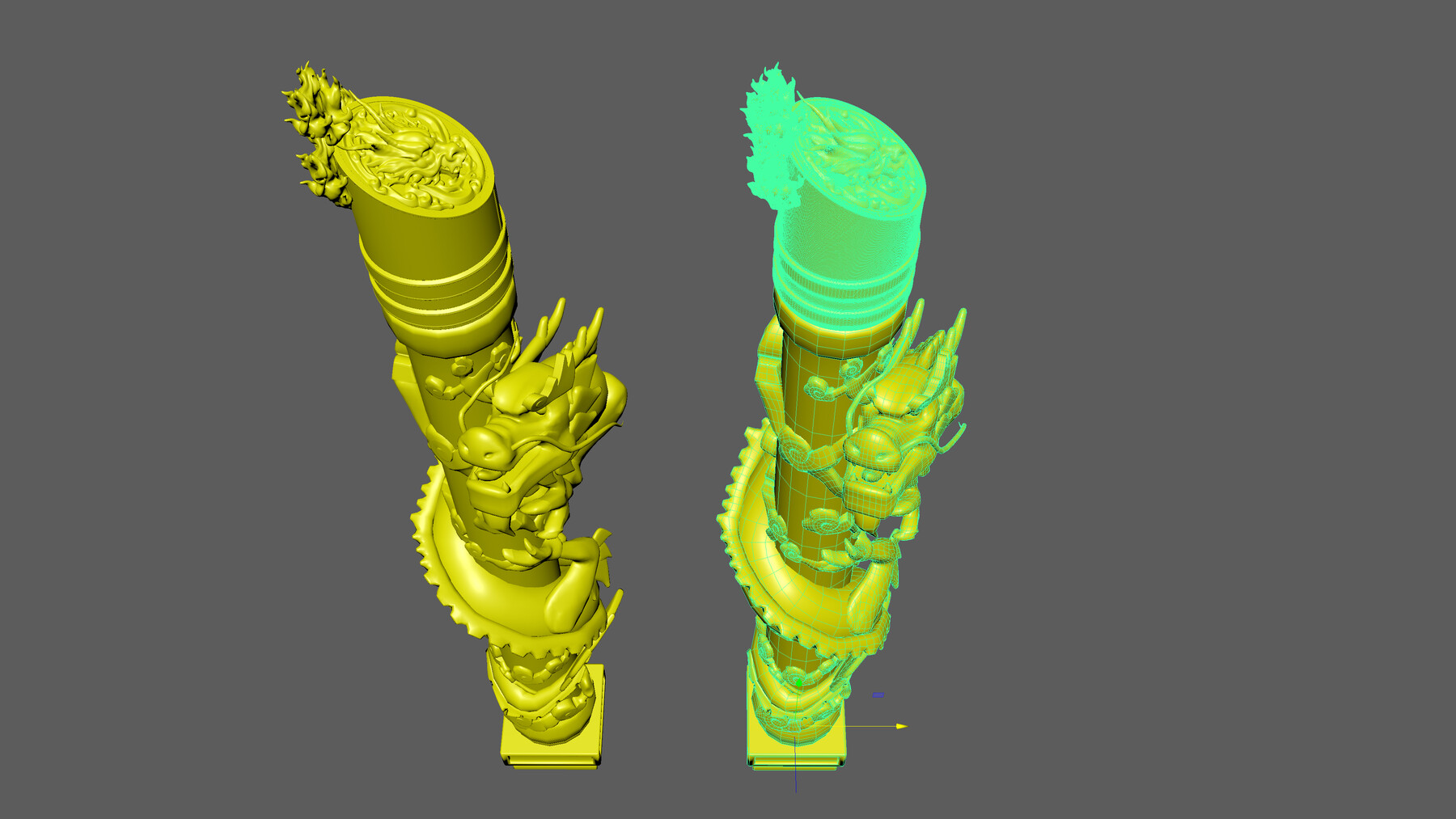 ArtStation - Chinese ancient building dragon column model | Resources