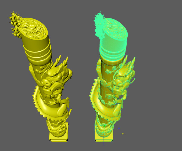 ArtStation - Chinese ancient building dragon column model | Resources