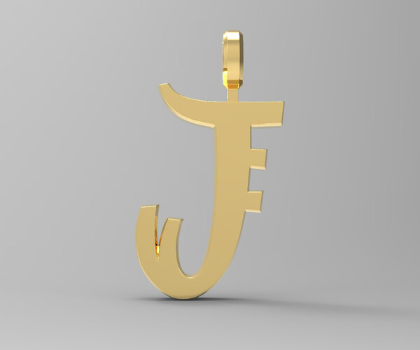 ArtStation - J Letter Pendant Gold | Resources