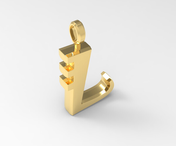 ArtStation - L Letter Pendant Gold | Resources