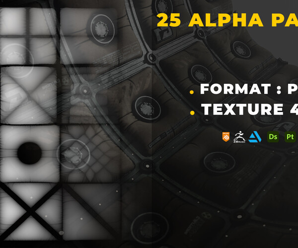 ArtStation - 25 ALPHA PADDED TEXTURE 2K | Brushes