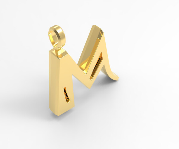 ArtStation - M Letter Pendant Gold | Resources
