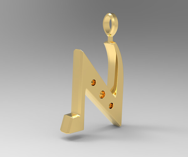ArtStation - N Letter Pendant Gold | Resources