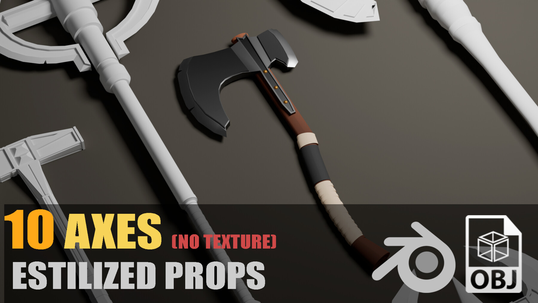 ArtStation - 10 AXES NON TEXTURED STILIZED PROPS | Game Assets