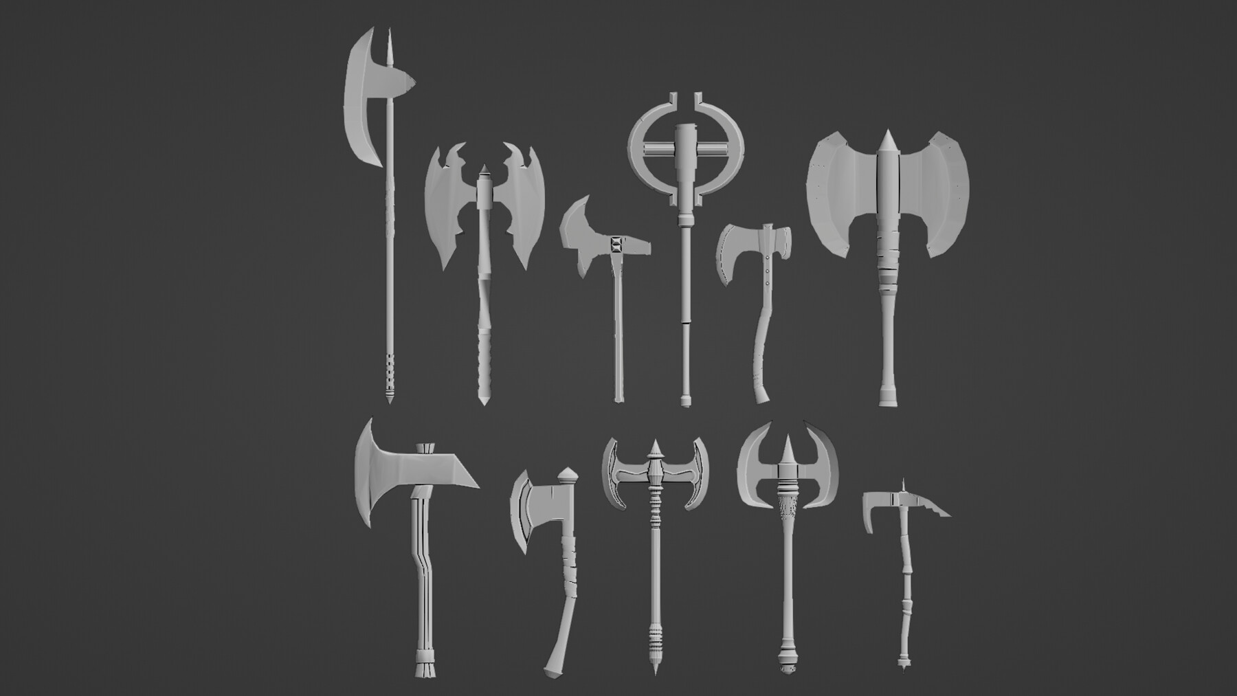 ArtStation - 10 AXES NON TEXTURED STILIZED PROPS | Game Assets