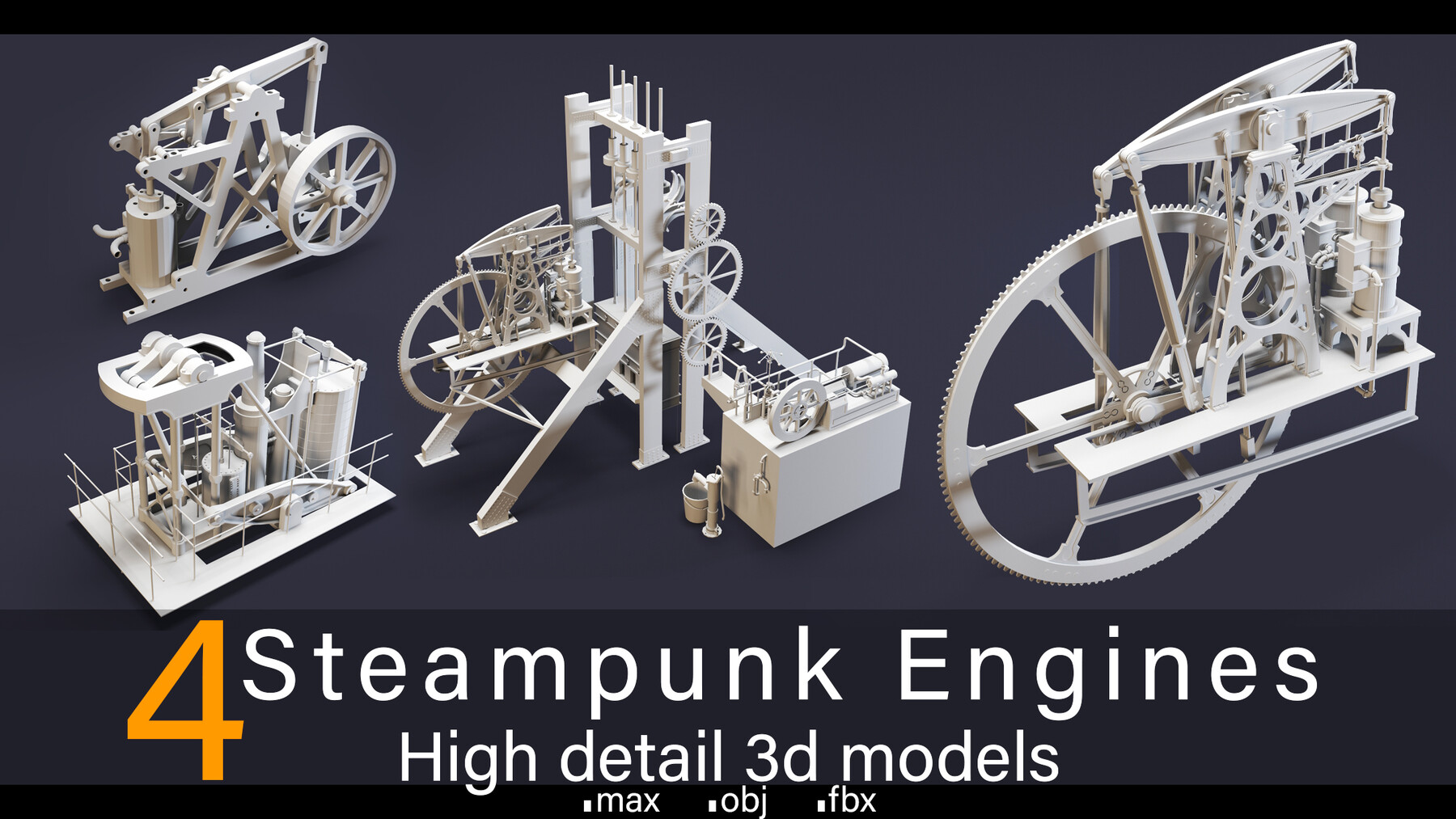 ArtStation - 4- Steampunk Engines- High detail 3d models | Resources
