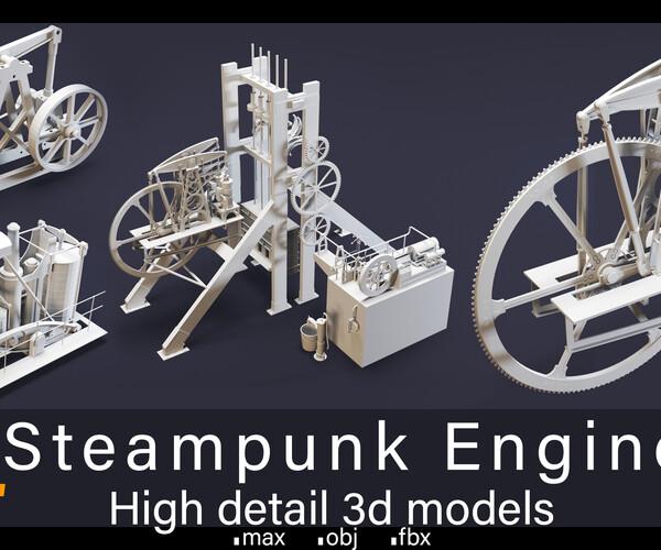 ArtStation - 4- Steampunk Engines- High detail 3d models | Resources