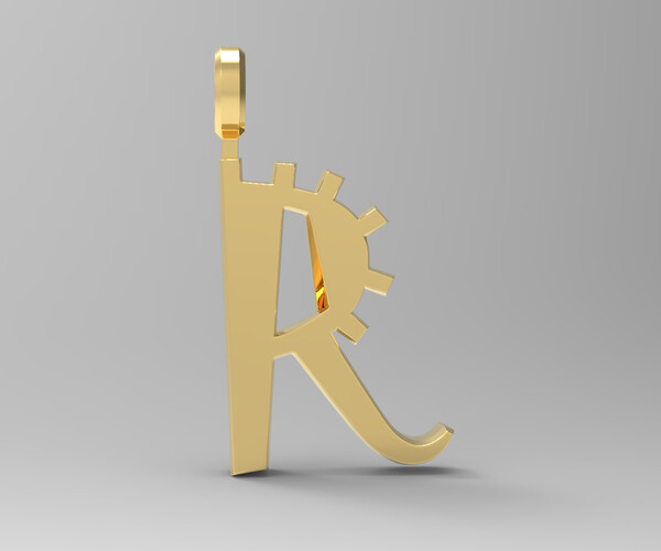 ArtStation - R Letter Pendant Gold | Resources