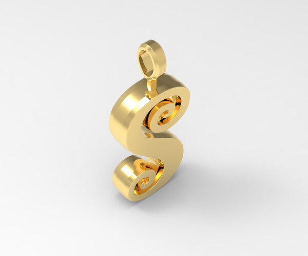 ArtStation - S Letter Pendant Gold | Resources