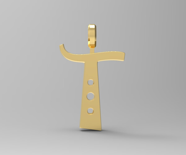 ArtStation - T Letter Pendant Gold | Resources