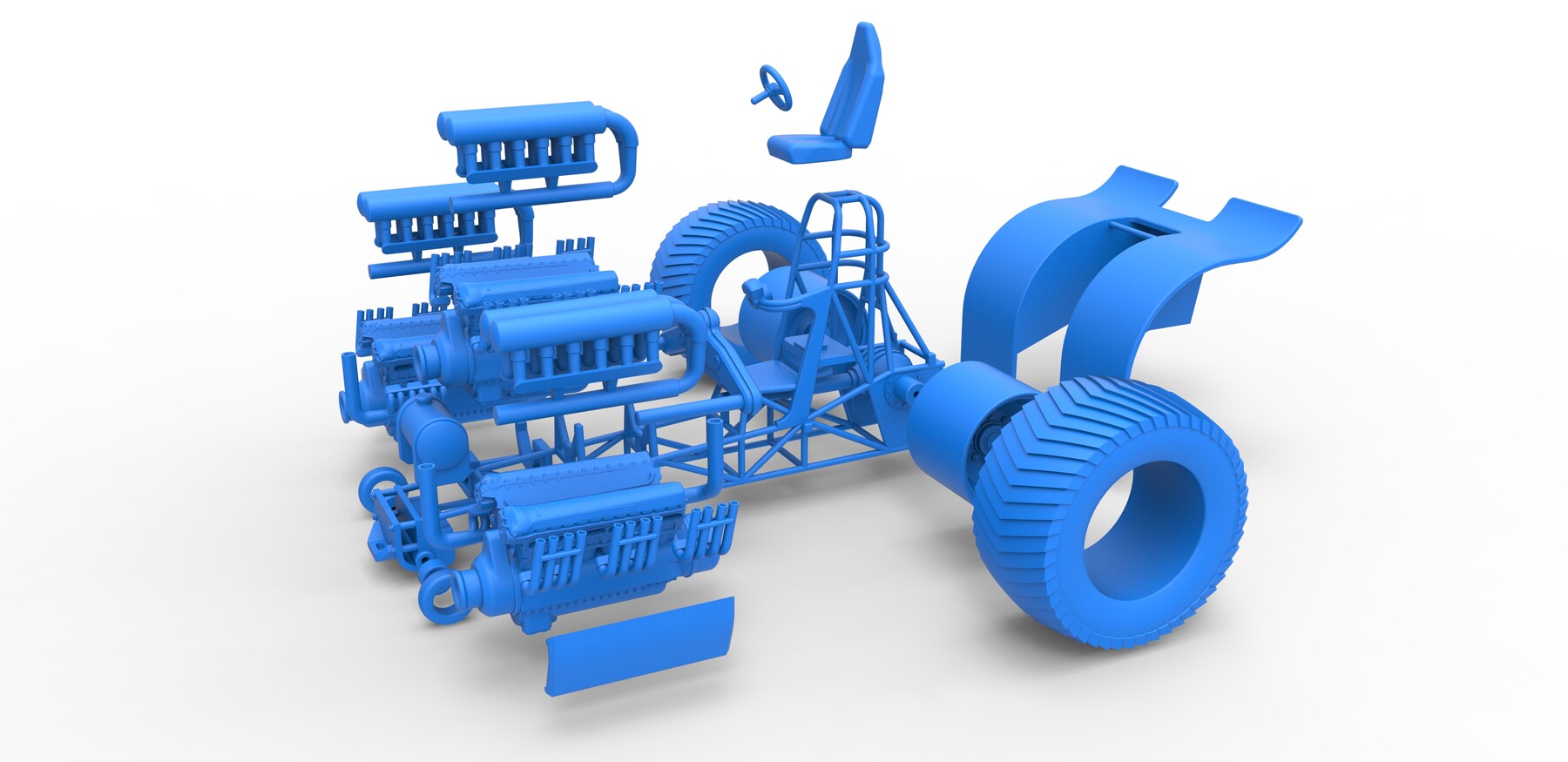 ArtStation - 3D printable Diecast Pulling tractor with 3 engines V12 ...