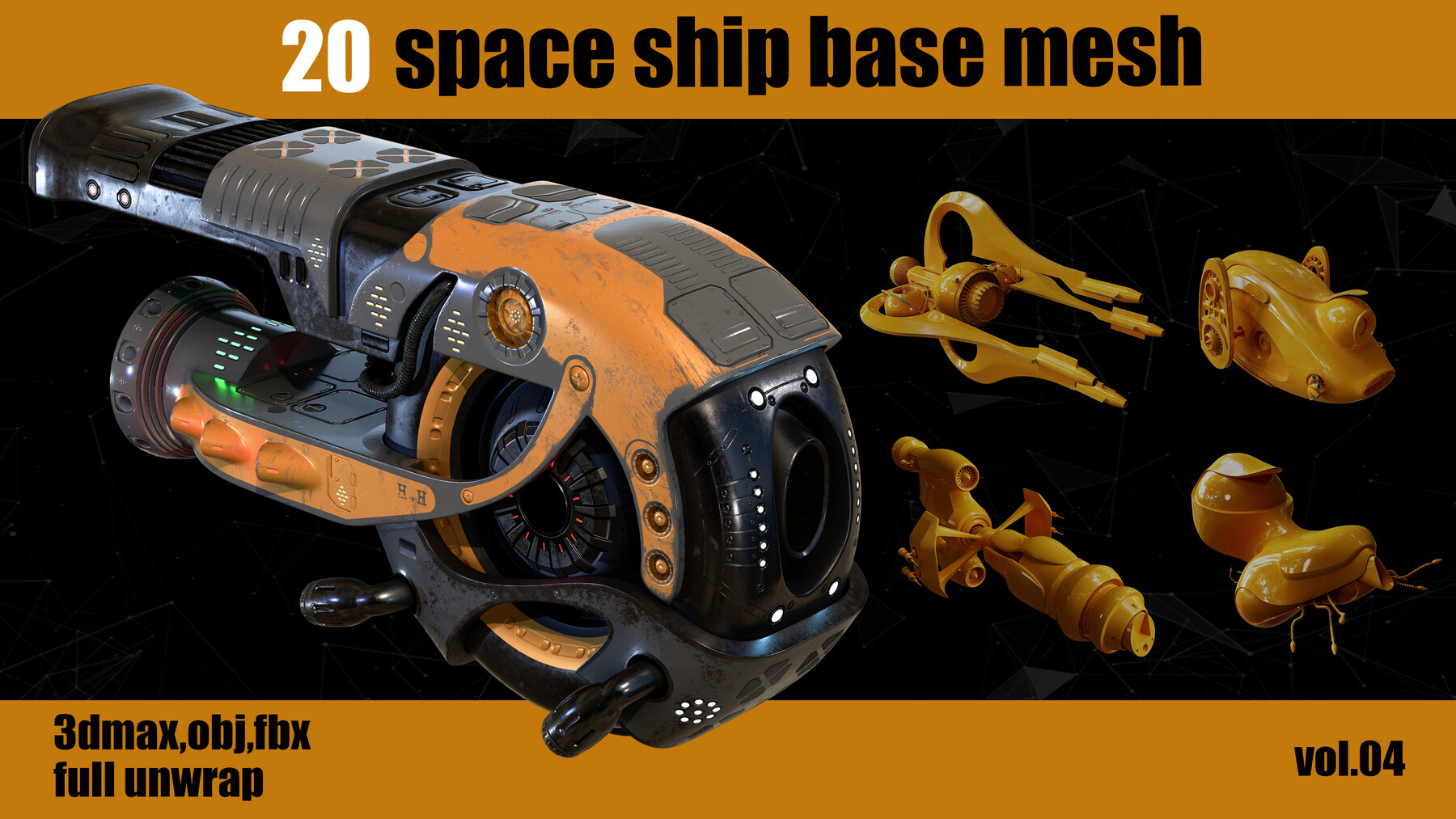 ArtStation - 20 space ship Base Mesh (Clean UV) _VOL04 | Game Assets
