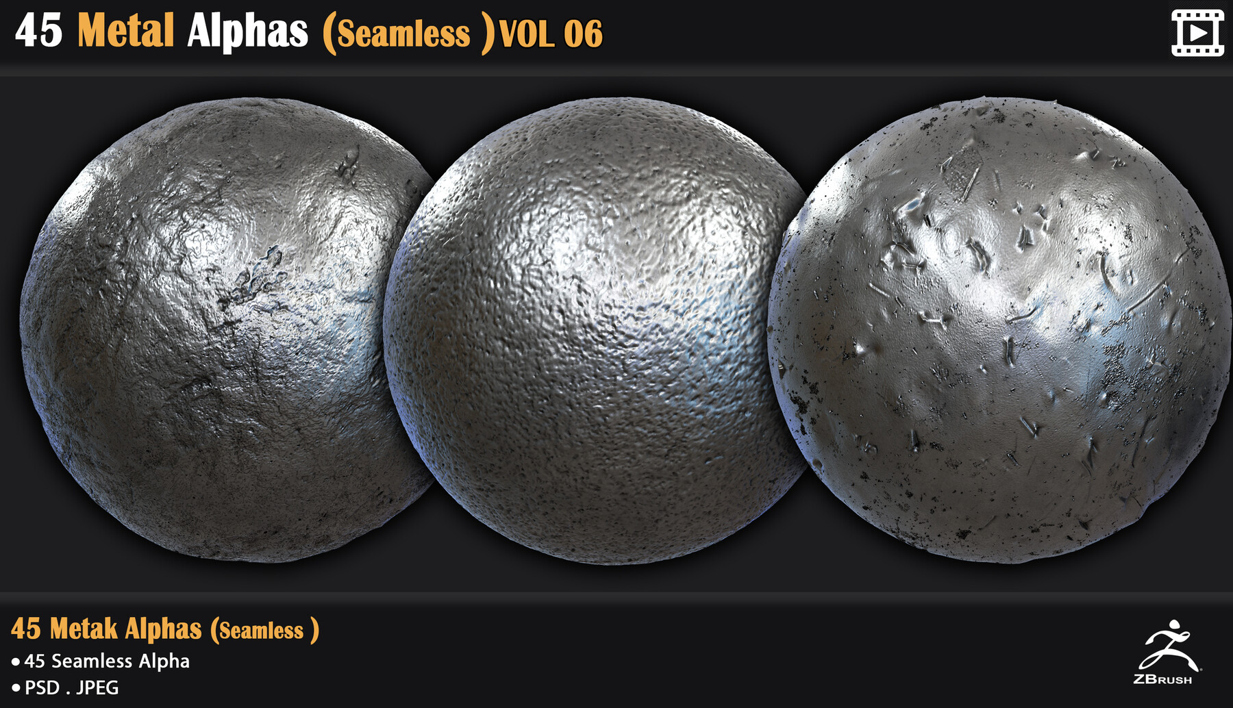 ArtStation - 45 Metal Alphas (Seamless ) VOL-06 | Brushes