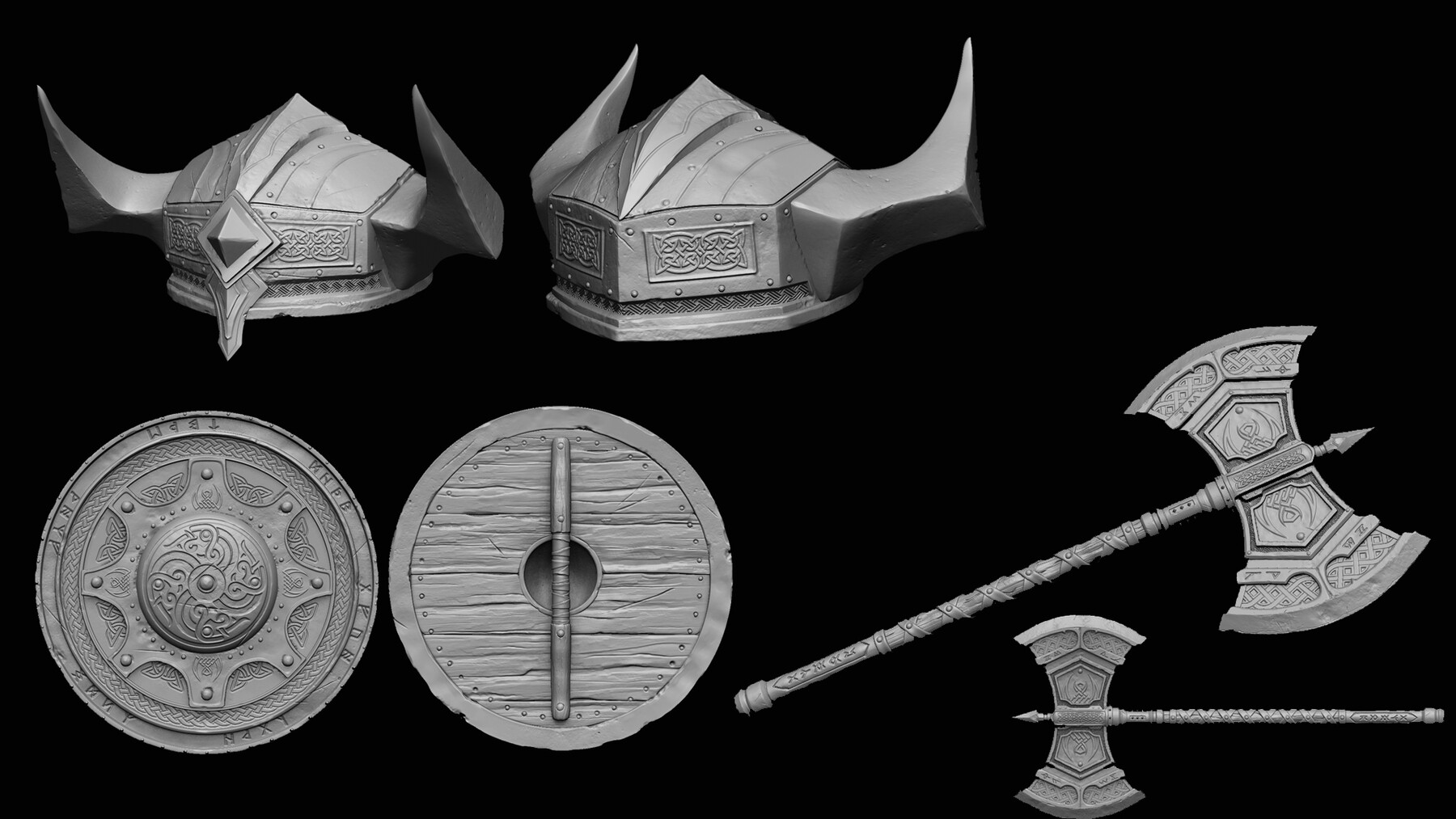 ArtStation - [HIGHPOLY] Medieval Viking + Weapons | Game Assets
