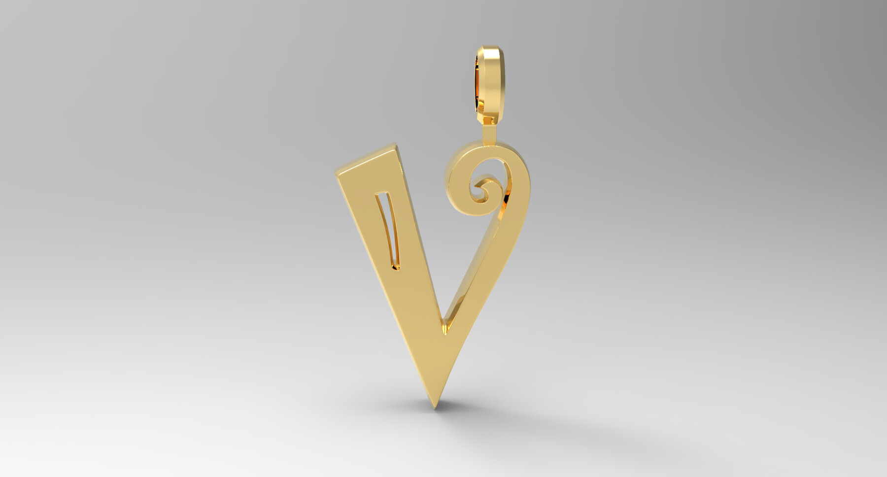 ArtStation - V Letter Pendant Gold | Resources