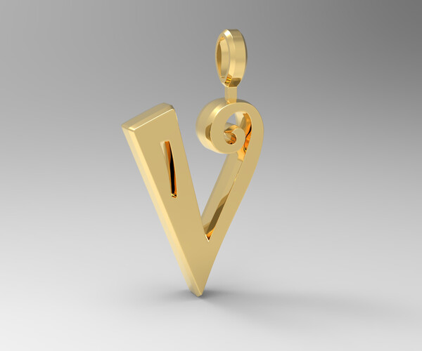 ArtStation - V Letter Pendant Gold | Resources