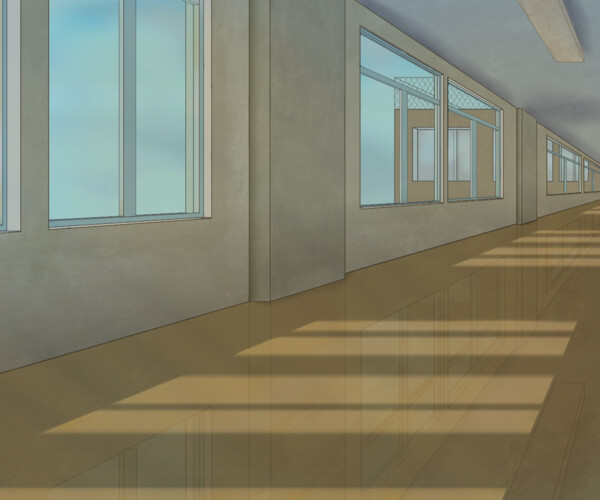ArtStation - School Hallway - background - Full HD | Game Assets