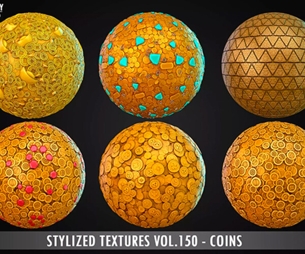 ArtStation - Stylized Coins Vol.150 - Hand Painted Textures | Game Assets