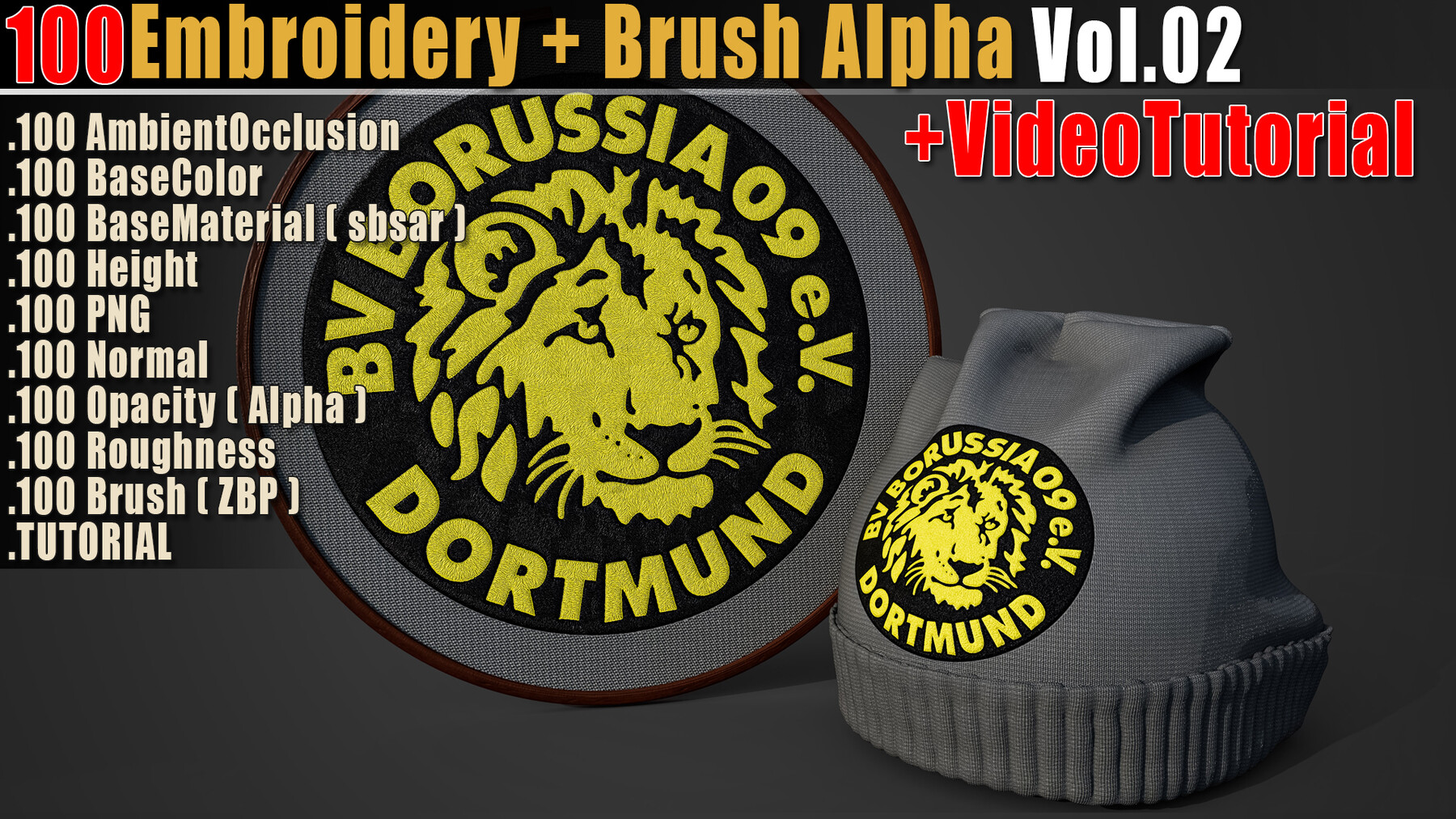 ArtStation - 100 Embroidery + Brush Alpha Vol02 + Video Tutorial ...