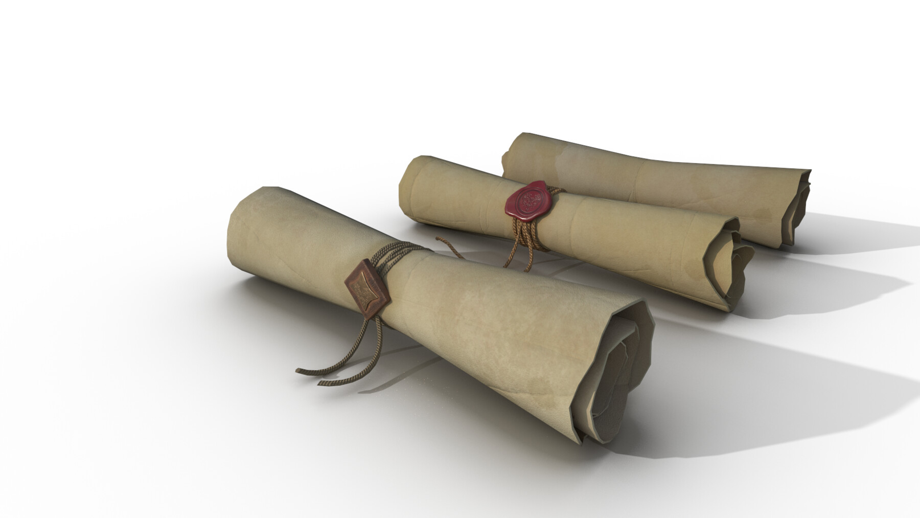 ArtStation - Set of three papyrus scrolls PBR Low-poly 3D model | Resources