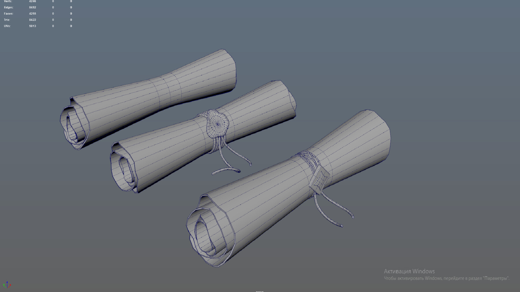ArtStation - Set of three papyrus scrolls PBR Low-poly 3D model | Resources