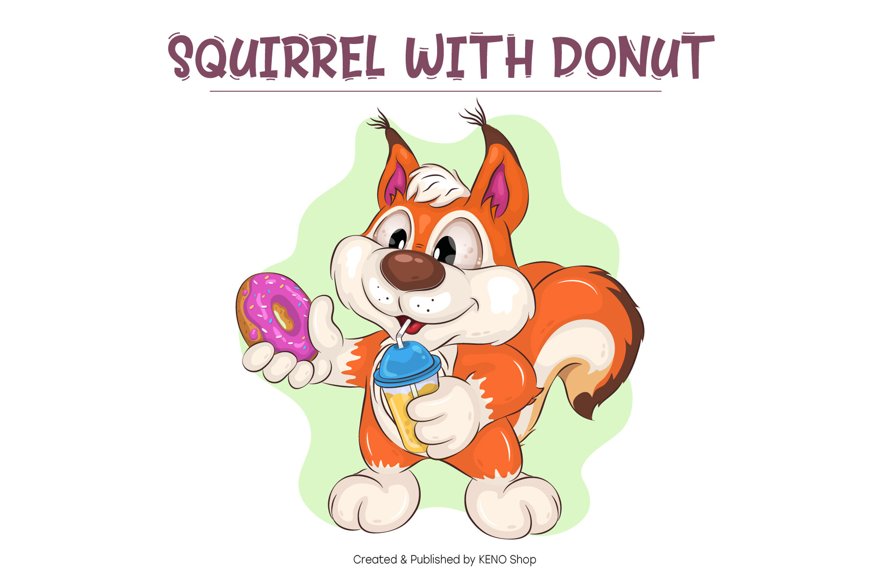 ArtStation - Cartoon Squirrel with Donut. Clipart. | Artworks