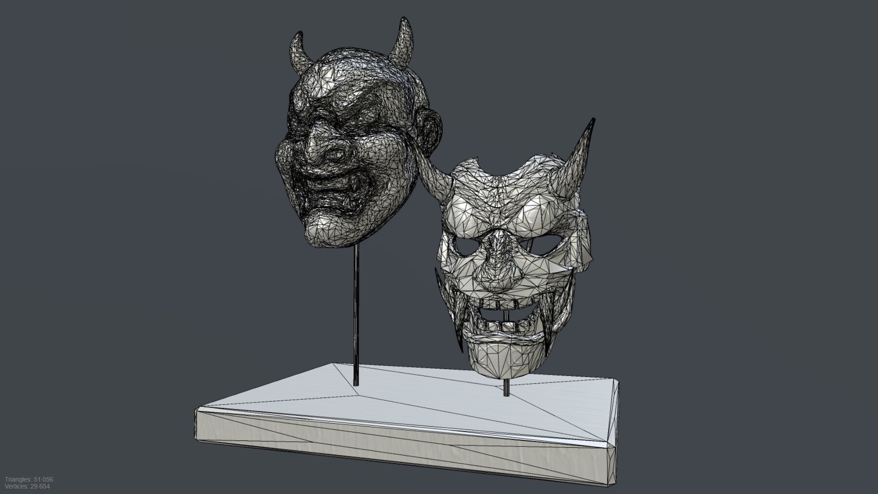 ArtStation - JAPANESE DEMONS MASKS low-poly PBR | Game Assets