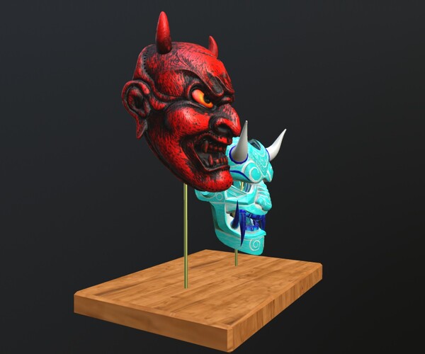 ArtStation - JAPANESE DEMONS MASKS low-poly PBR | Game Assets