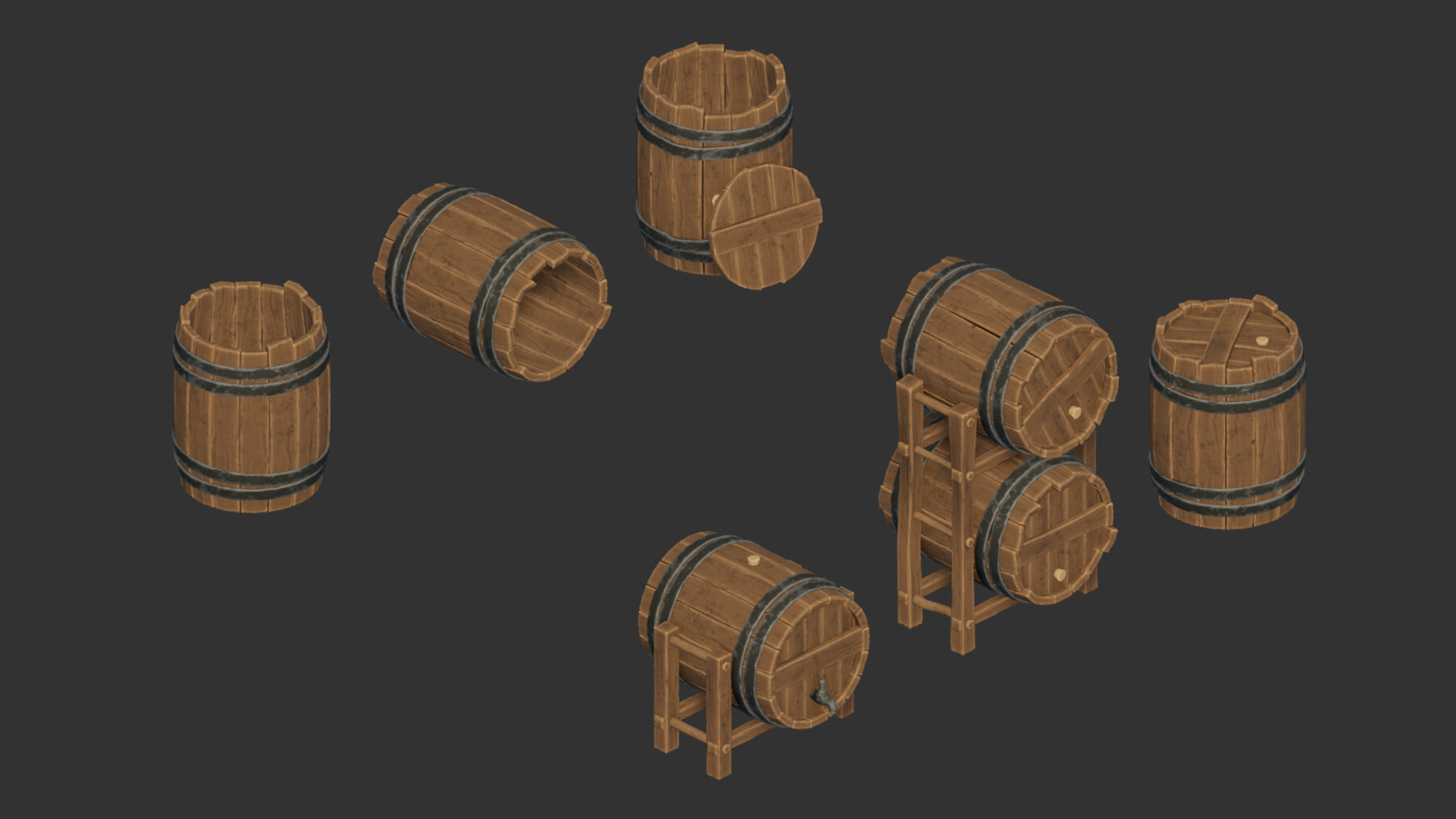 ArtStation - Stylized Barrels and Racking Bundle | Game Assets