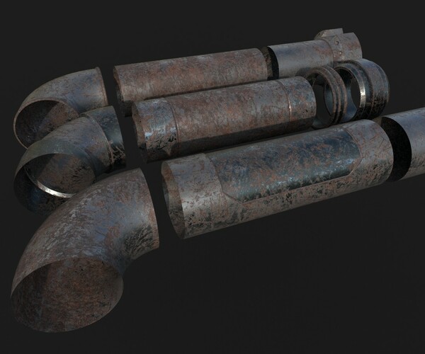ArtStation - Simple set of modular pipes | Rusty and metal texture sets ...