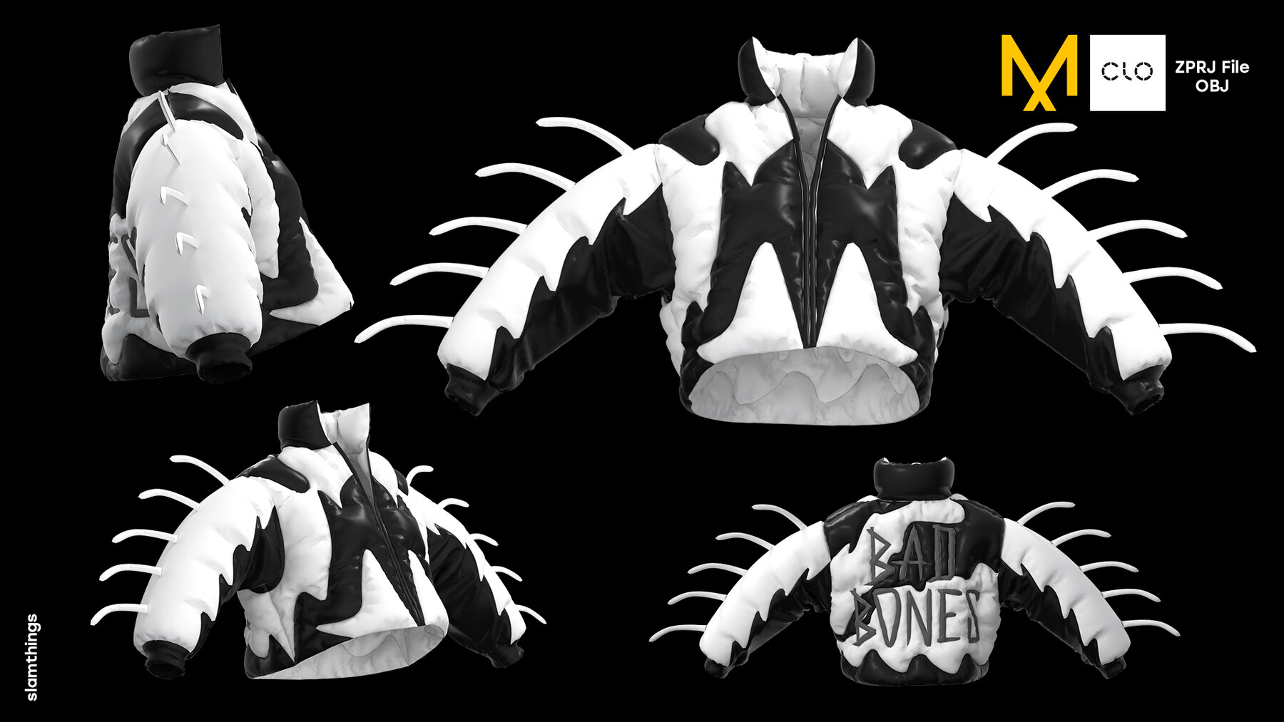 ArtStation - Future Fashion Puffer Skeleton Bones Jacket #010 - Clo3D ...